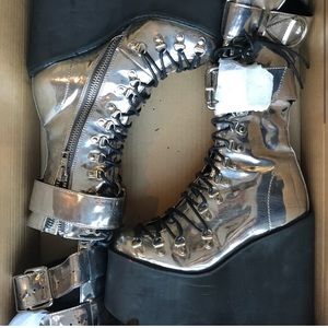 Dolls Kill | Shoes | Current Mooddolls Kill Metallic Platform Boots ...